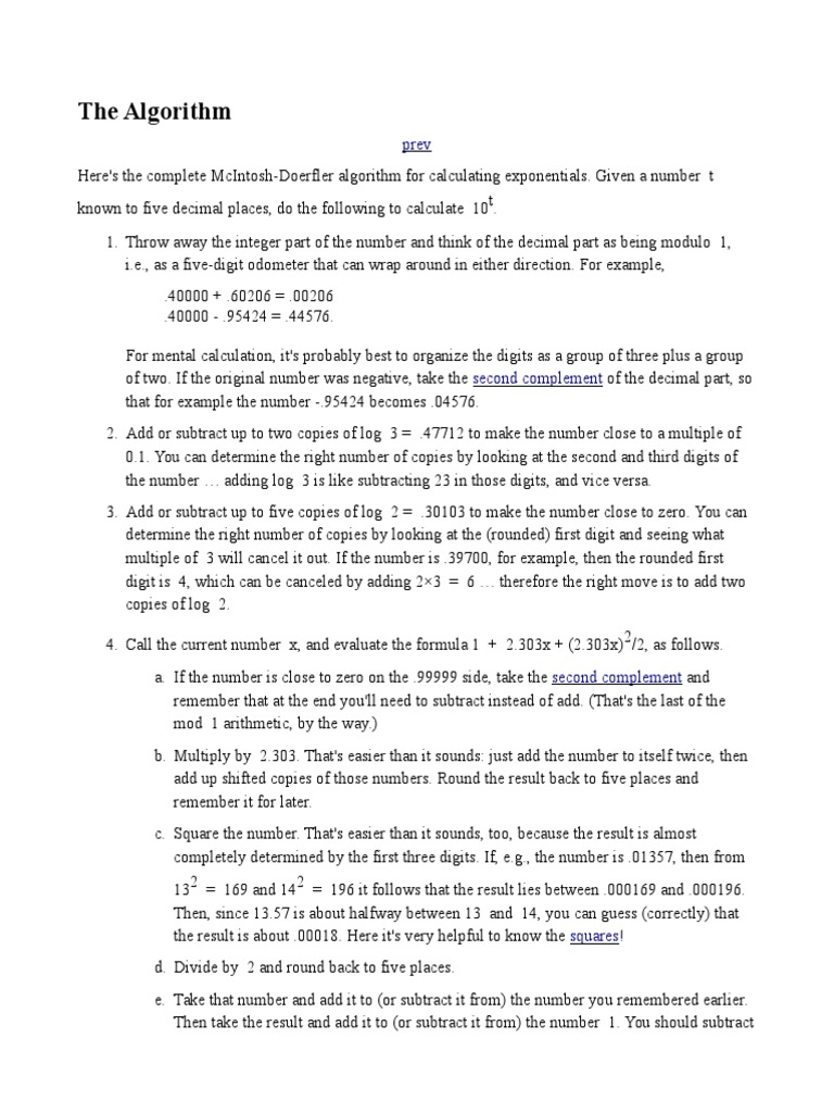 The Algorithm | PDF | Logarithm | Arithmetic