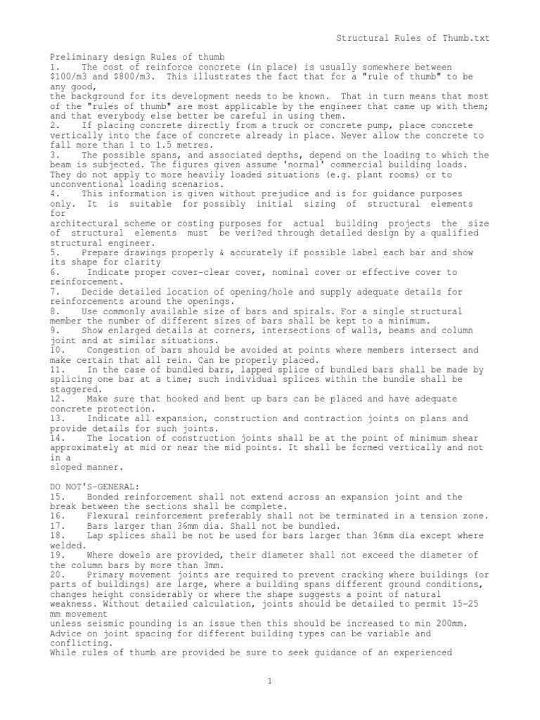 Structural Design Rules of Thumb | PDF | Truss | Beam (Structure)