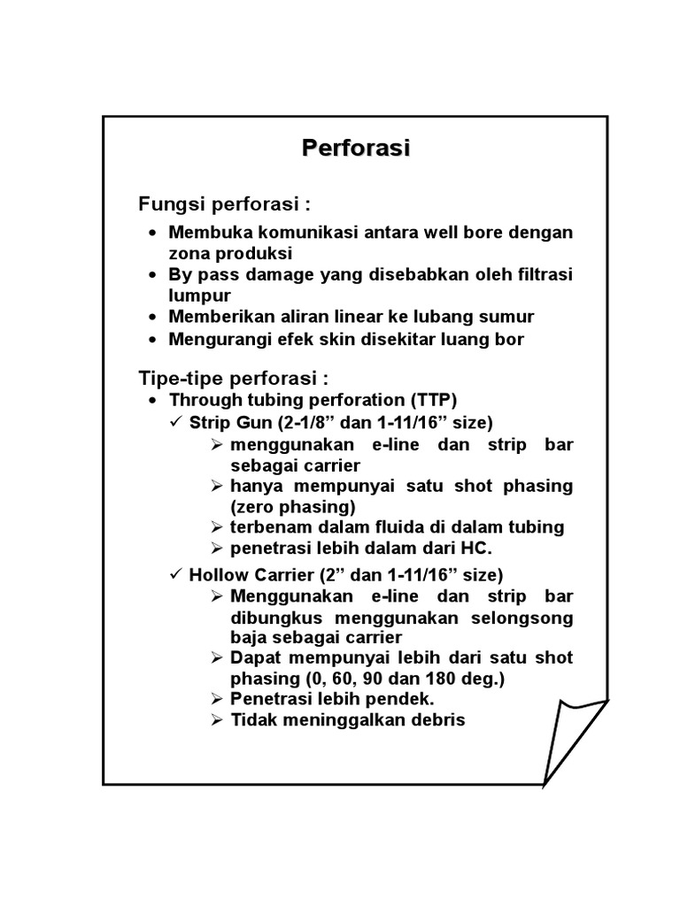Tipe dan Metode Perforasi Sumur | PDF