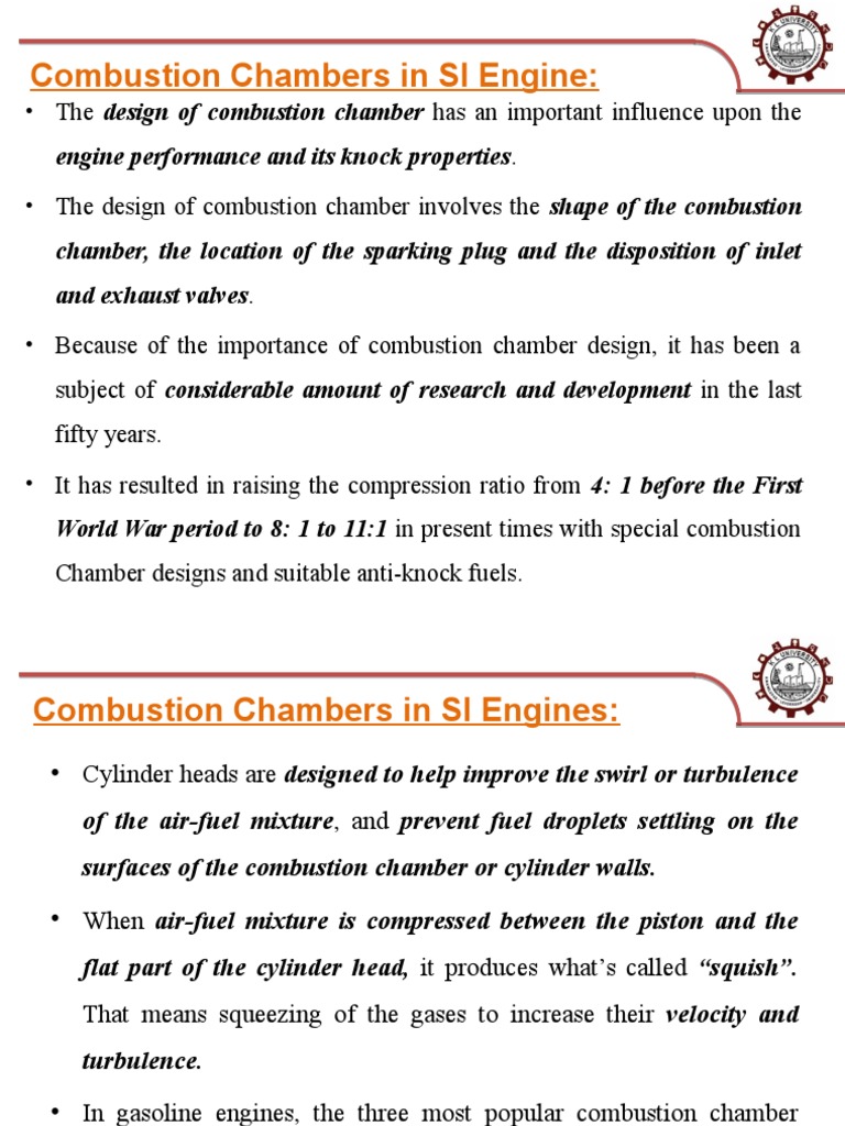 Combustion Chambers in SI Engines | PDF | Combustion | Vehicle Parts