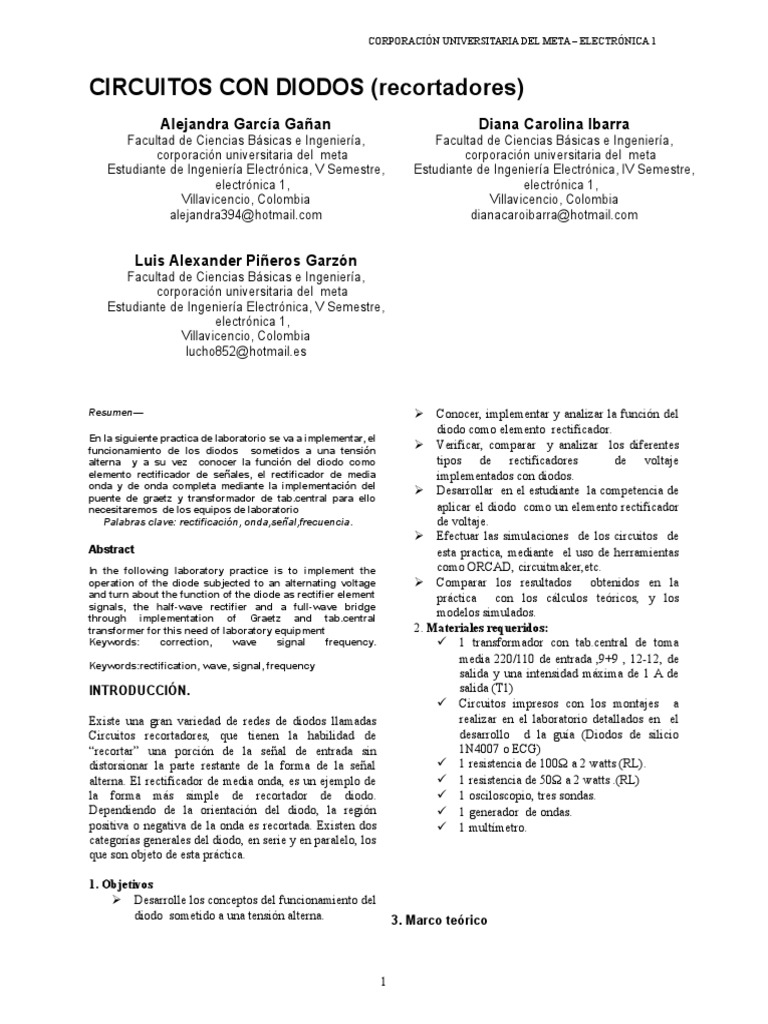 Circuitos Con Diodos Practica 4 1 | PDF | Rectificador | Transformador