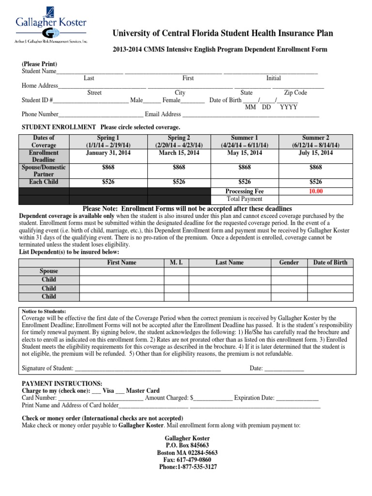UCF Health Insurance Enrollment Form | PDF