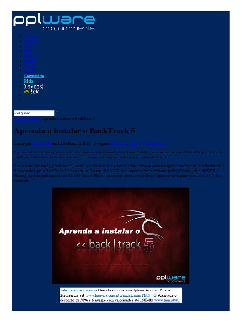 Aprenda A Instalar o BackTrack 5 - Pplware | Download grátis PDF ...
