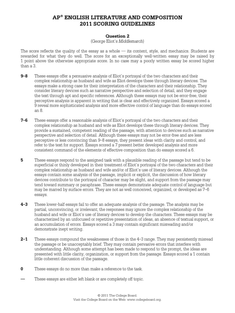 Ap 2011 Free Response Questions | PDF | Middlemarch | Essays