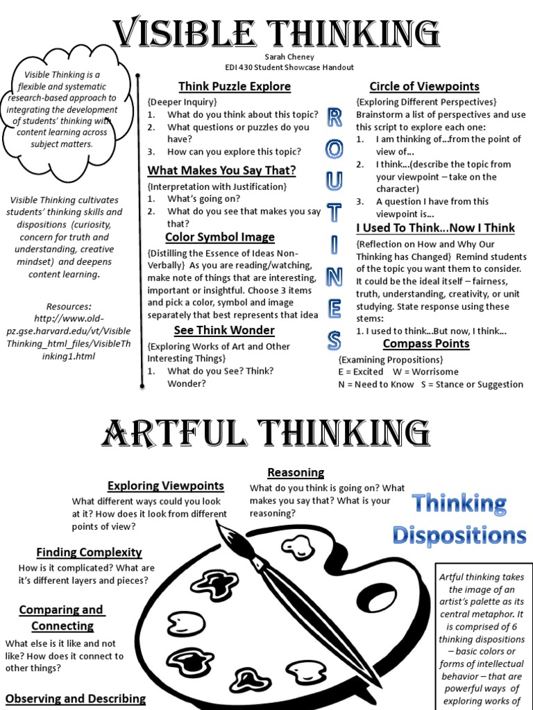 Visible and Artful Thinking - Showcase Handout | PDF | Thought | Learning