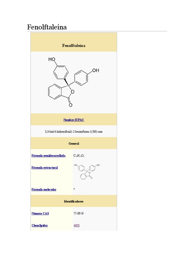 Fenolftaleína | PDF | Química analítica | Sustancias químicas