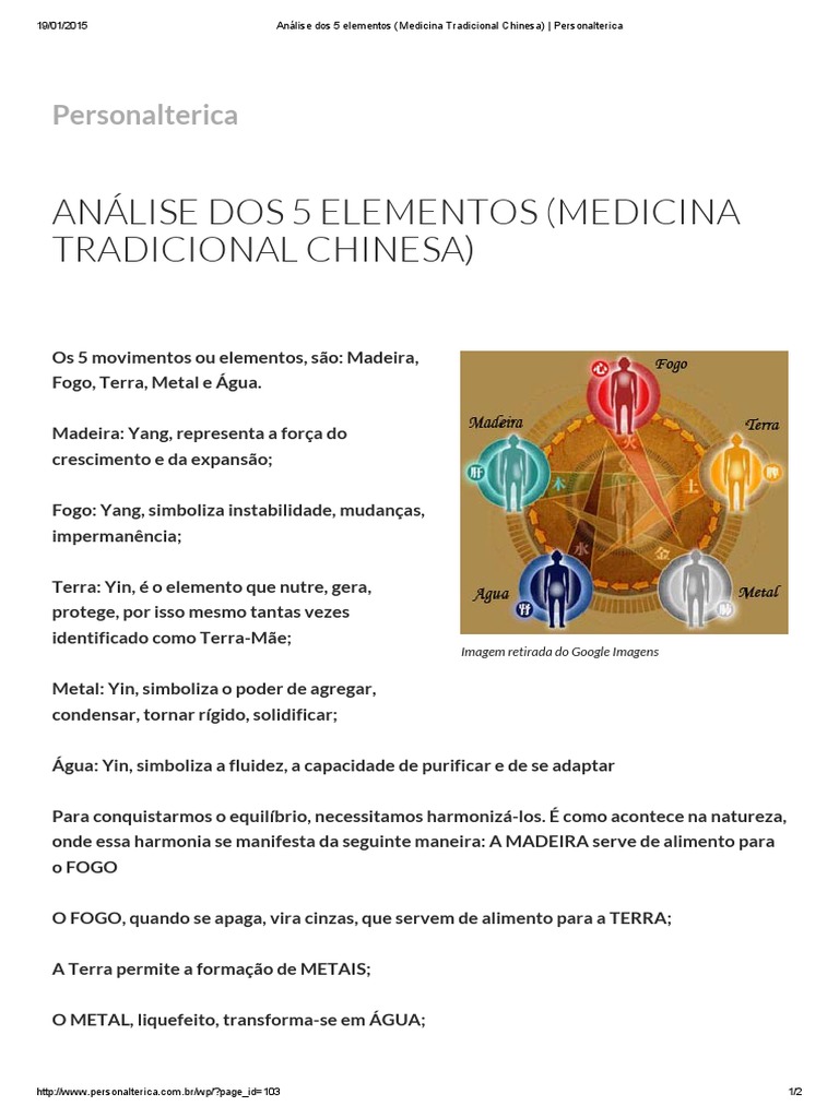Os Cinco Elementos Da Medicina Tradicional Chinesa Uma Análise Dos