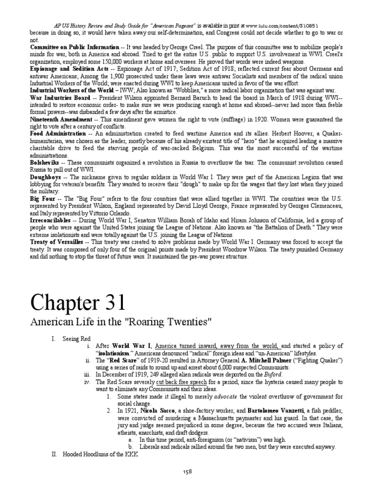 Apush Study Guide Review | PDF | Calvin Coolidge | Herbert Hoover