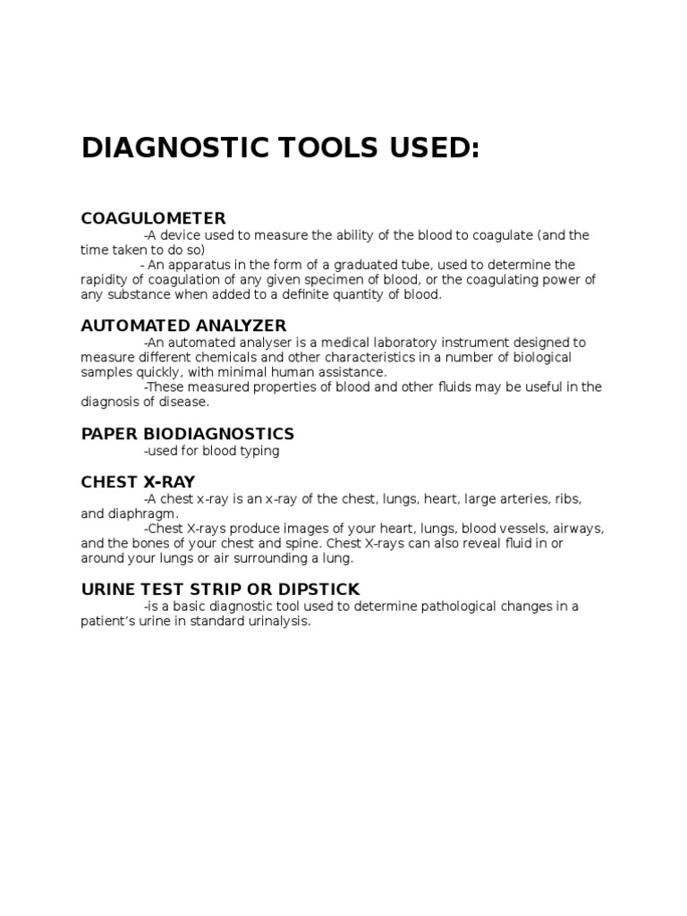 Diagnostic Tools Used Pdf