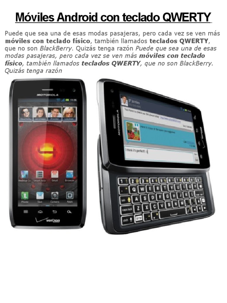 CELULARES Android Con Teclado QWERTY | PDF | Mora | Android (sistema ...