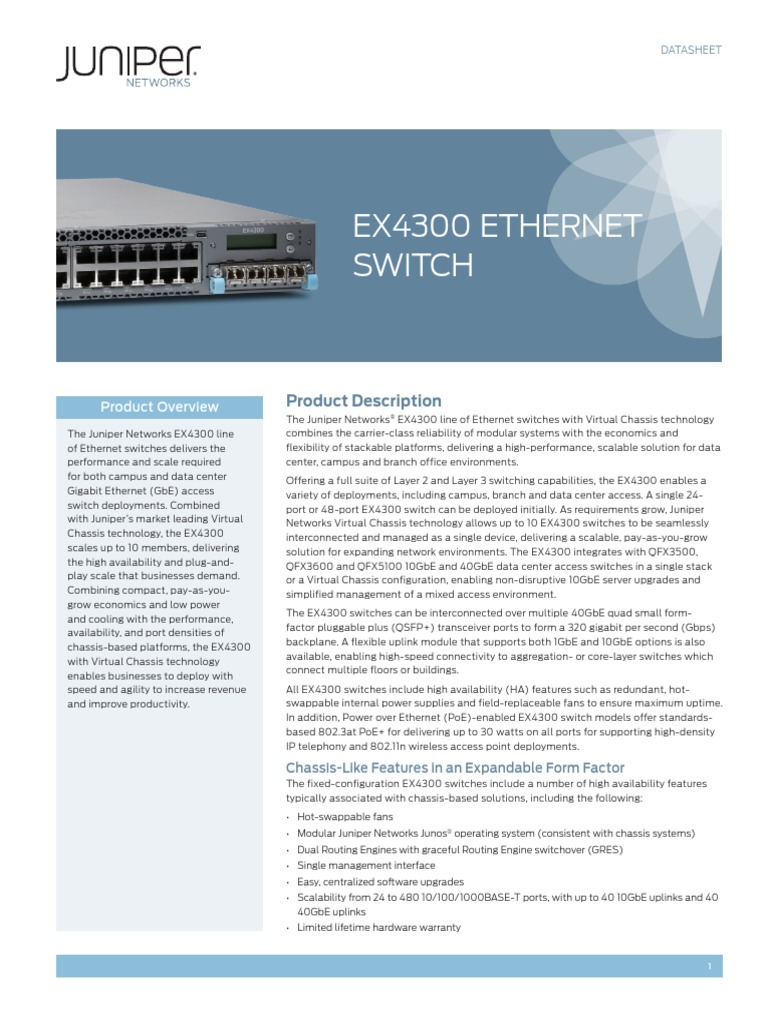 EX 4300 Datasheet | PDF | Network Switch | I Pv6