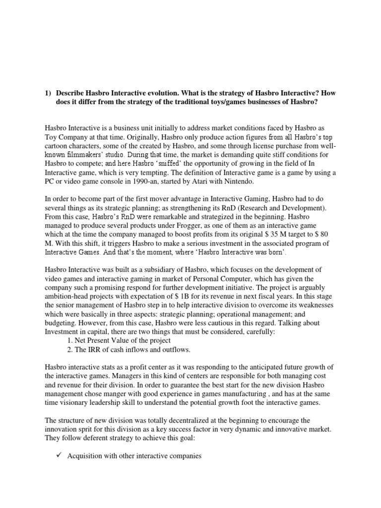 Hasbro Interactive | PDF | Hasbro | Video Games