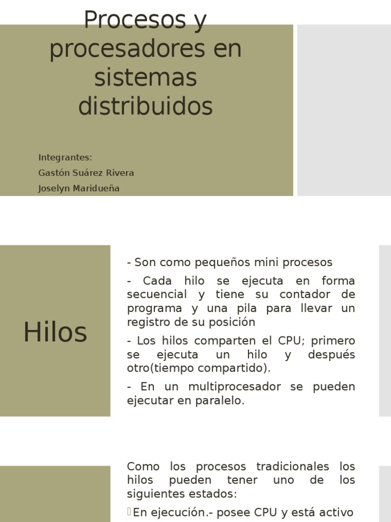 Procesos y Procesadores en Sistemas Distribuidos | PDF | Hilo (Computación) | Kernel (sistema ...