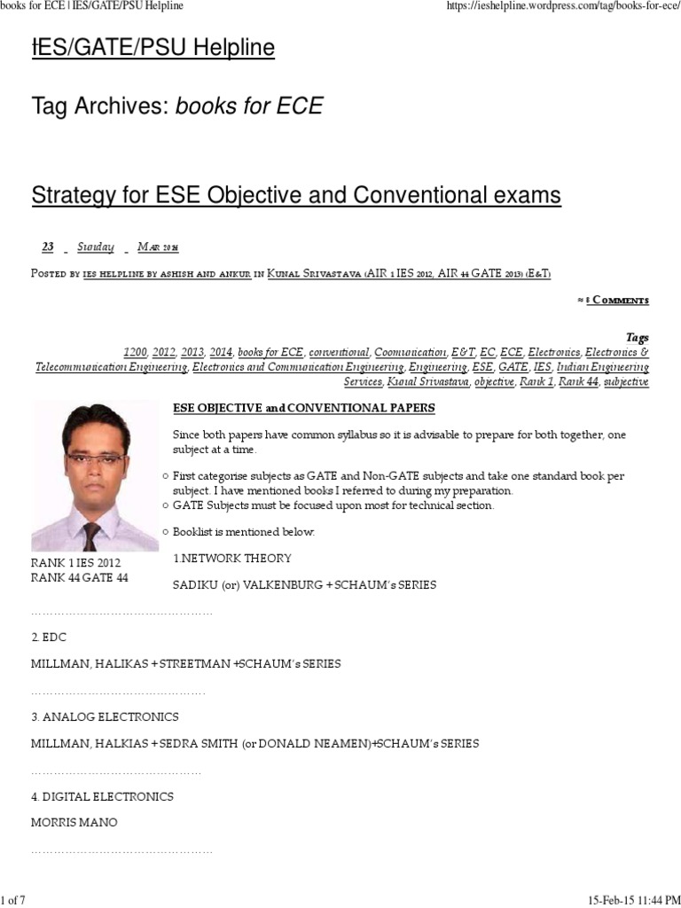 Books For ECE - IES - GATE - PSU Helpline | PDF | Test (Assessment ...