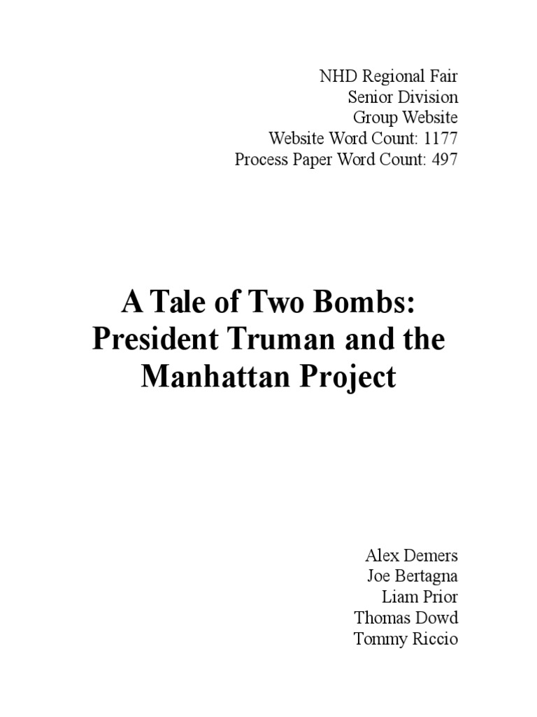 2015 NHD ProcessPaper | PDF | Manhattan Project | Harry S. Truman