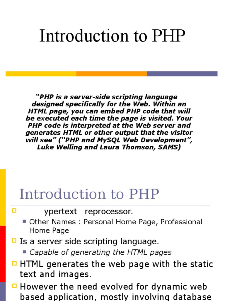 Introduction To PHP | PDF | Php | Web Server Introduction To PHP | PDF | Php | Web Server