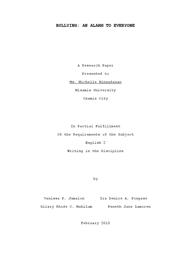 Research Paper (Bullying) | PDF | Bullying | Violence