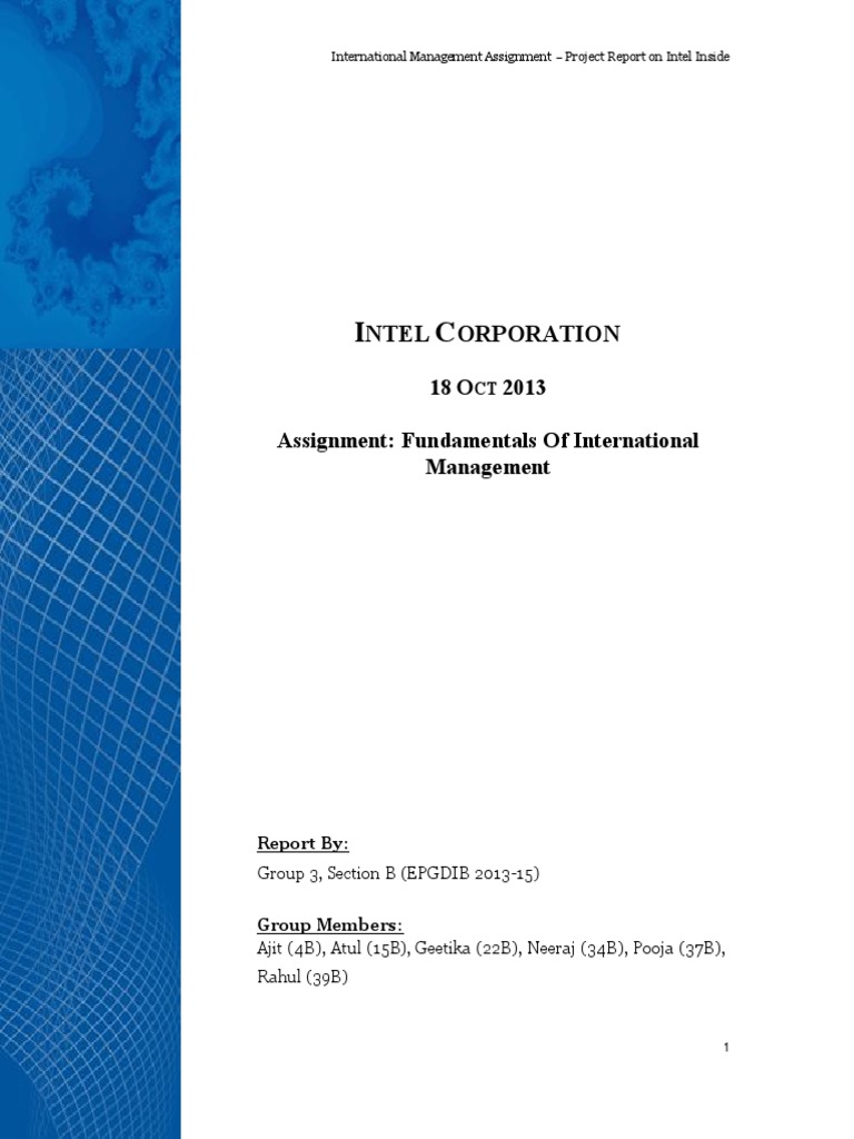 Intel Corporation Report - FIM Assignment | PDF | Intel | Advanced Micro Devices