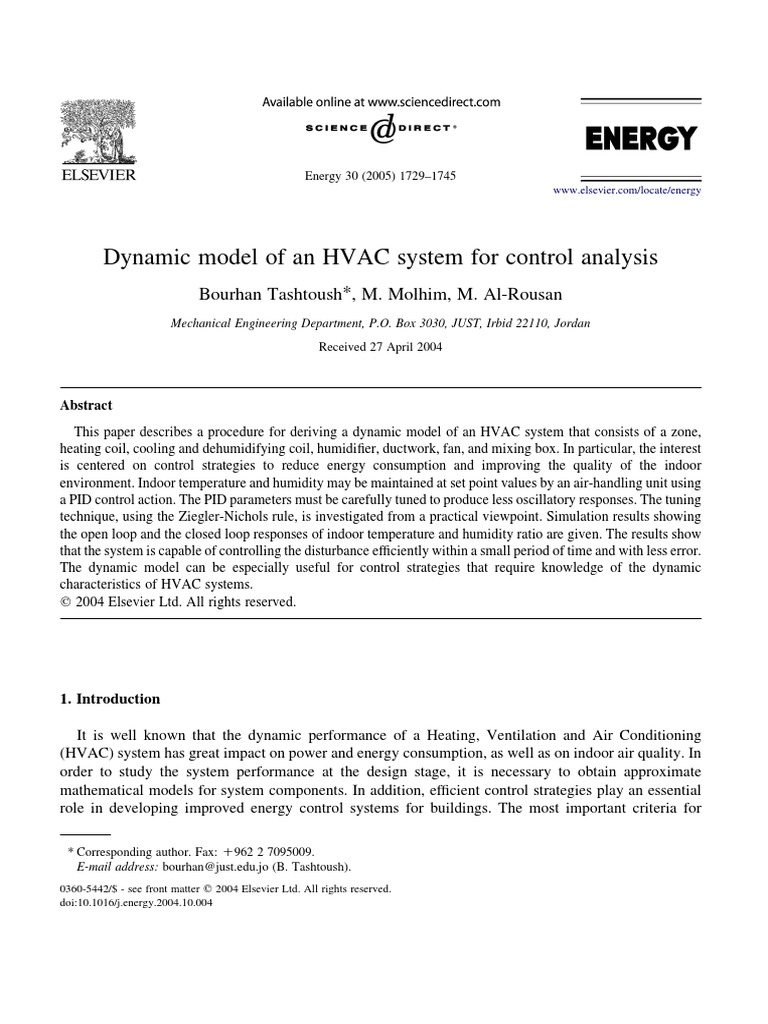 Dynamic Model Hvac | PDF | Hvac | Air Conditioning