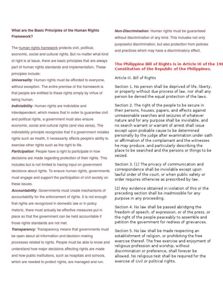 What Are The Basic Principles of The Human Rights Framework? | PDF ...