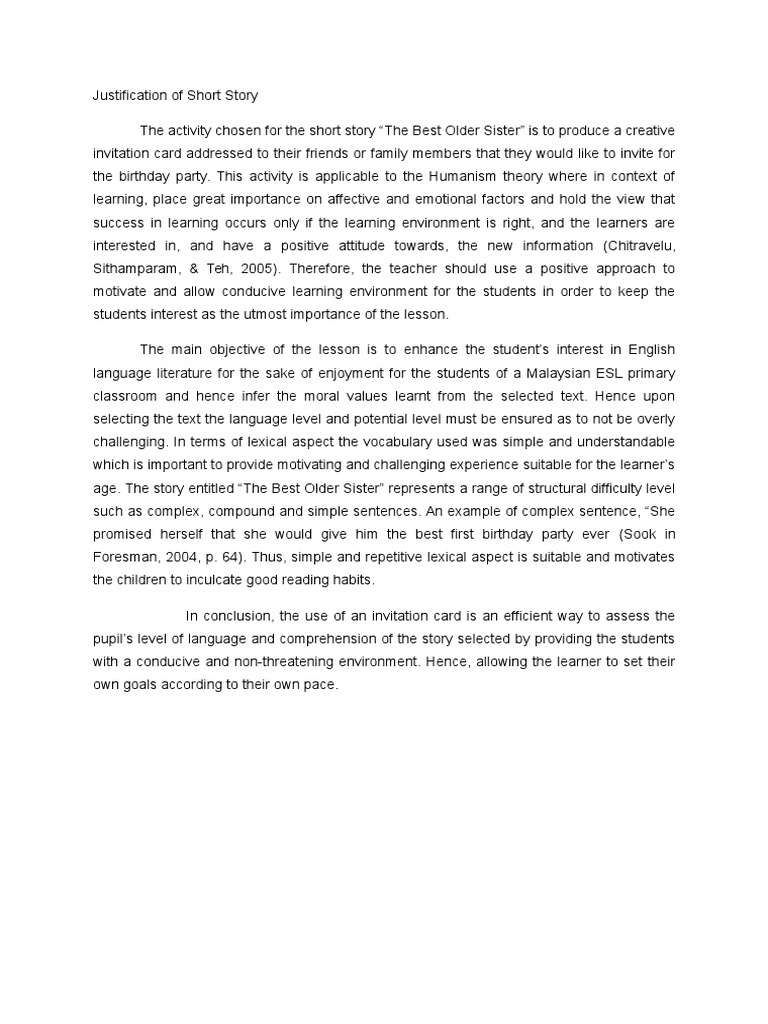 Justification of Short Story | PDF | Reading Comprehension | English As ...