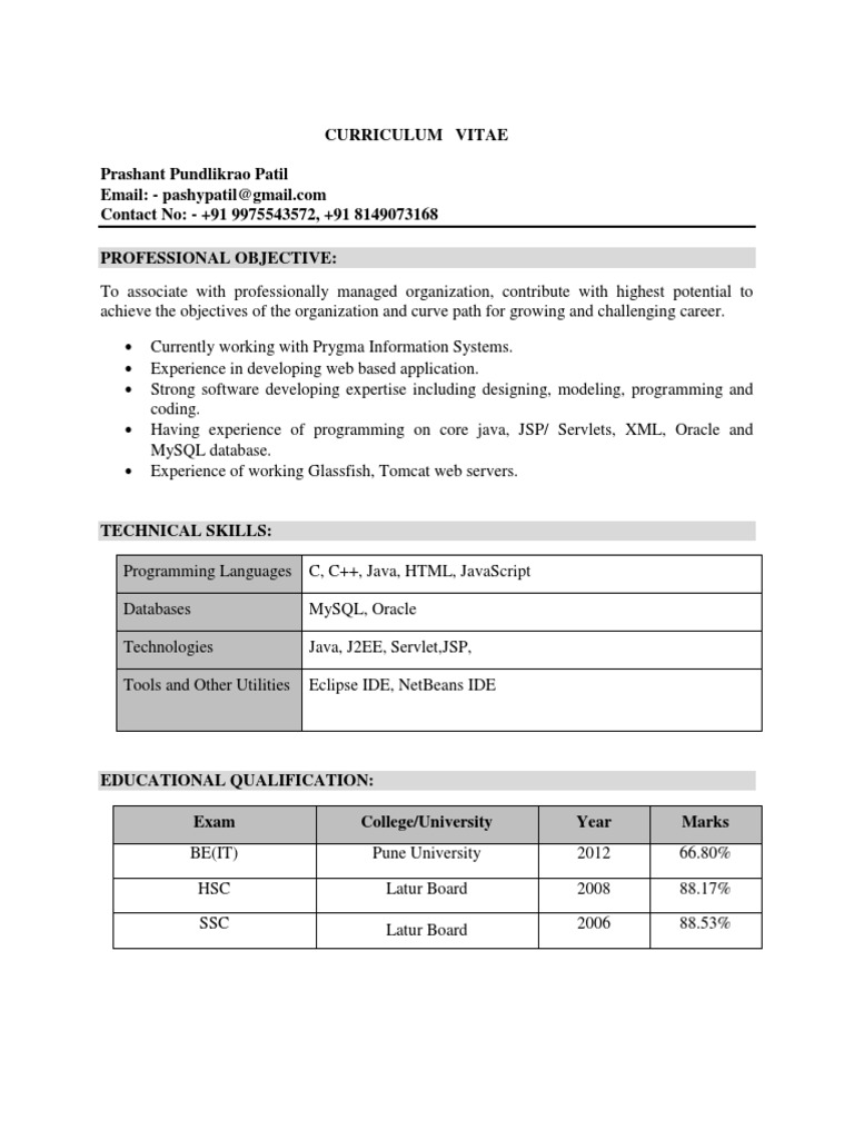 Prashant Resume | PDF | Java Server Pages | Databases