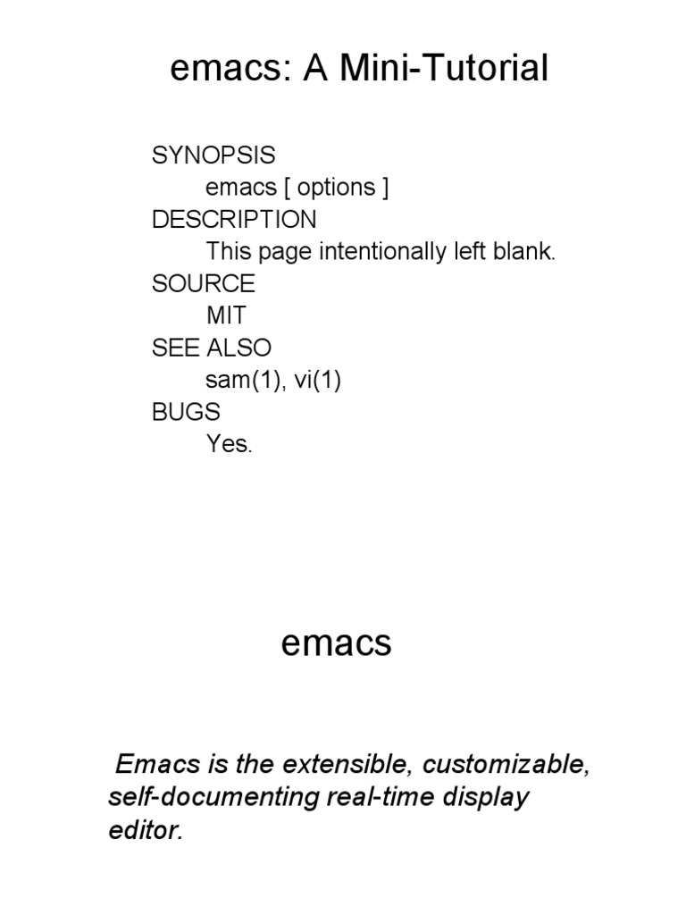 Emacs Tutorial PDF | PDF | Scripting Language | System Software