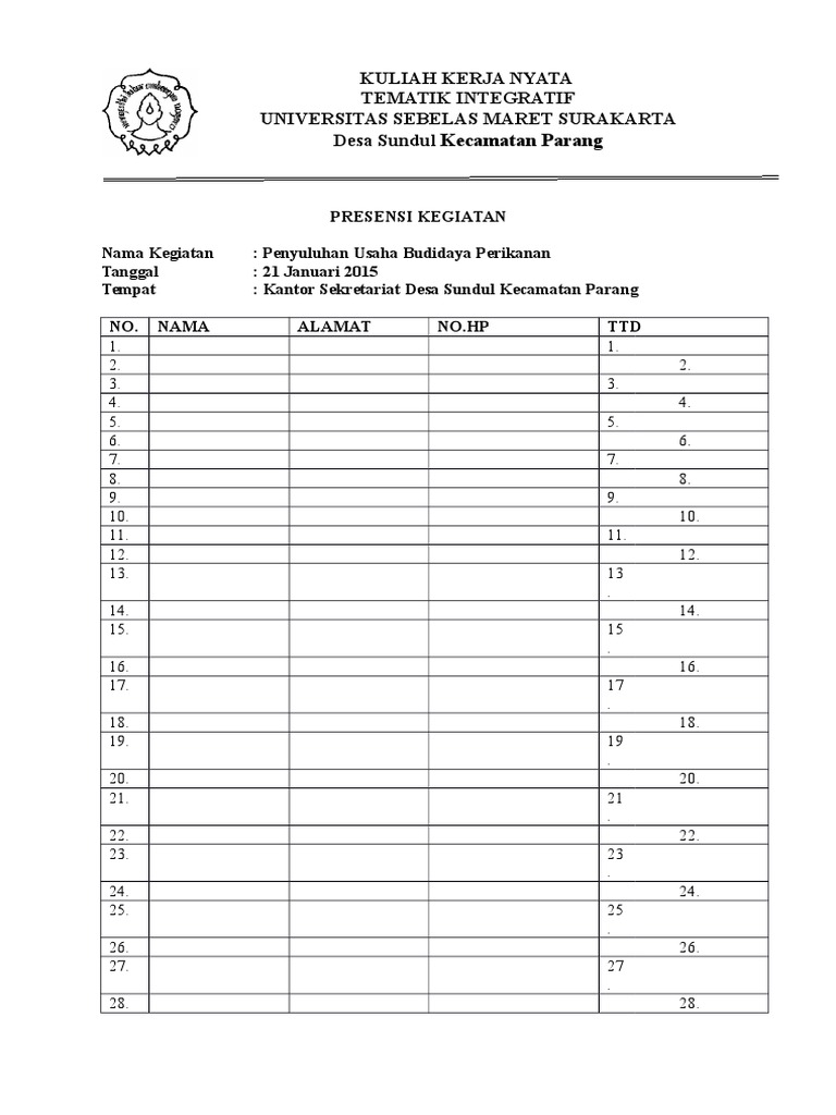 Presensi Kegiatan | PDF