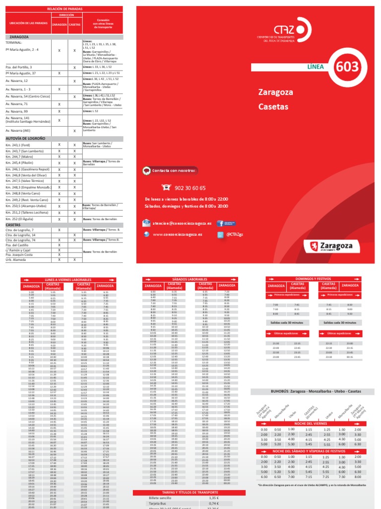 Horario Bus 603 | PDF