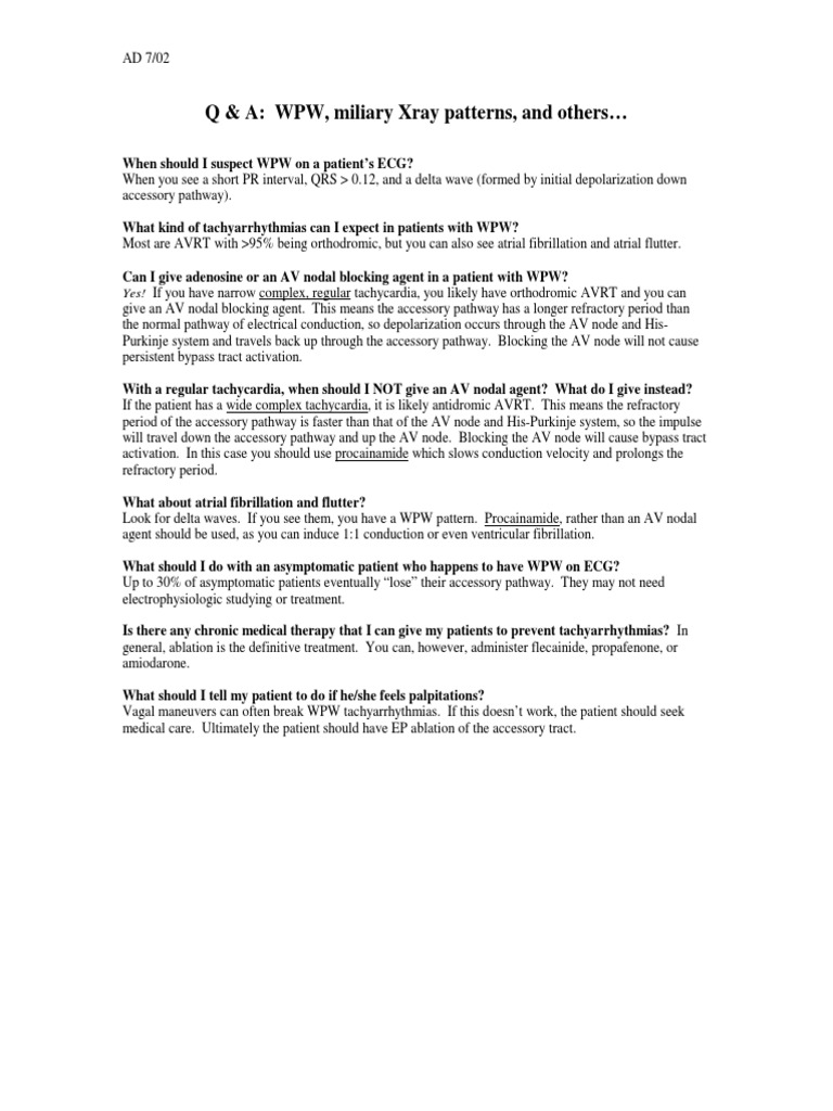 WPW Diagnosis and Miliary X-ray Insights | PDF | Electrophysiology ...