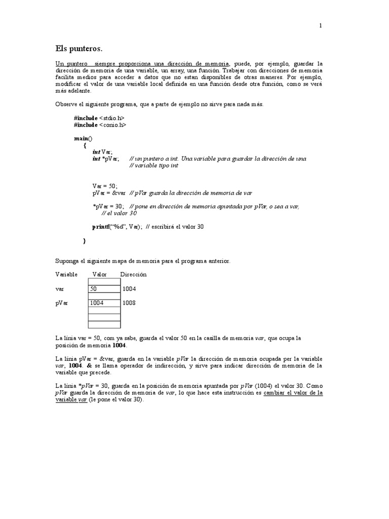 Punteros en C | PDF | Puntero (Programación de computadora ...