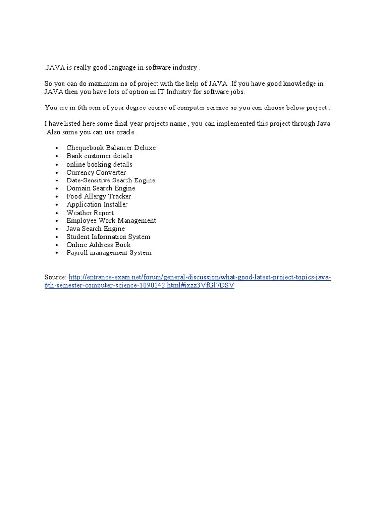 Java Project Topics | PDF | Online And Offline | Web Application