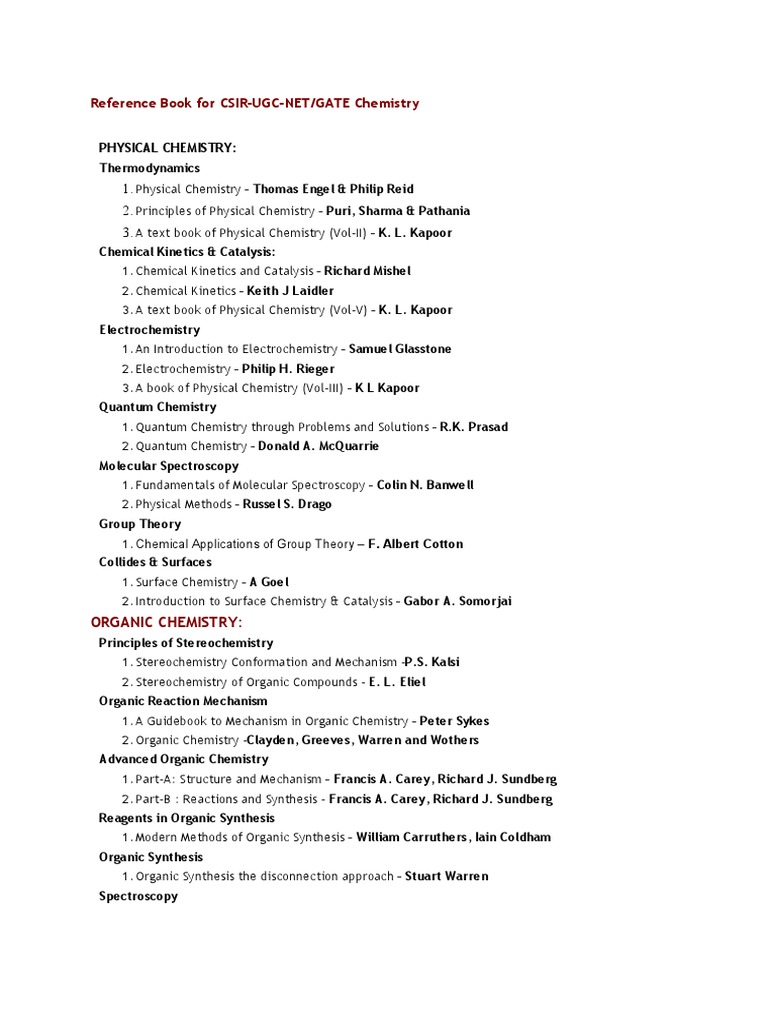 Reference Book For CSIR-UGC-NET-GATE Chemistry | PDF | Inorganic ...