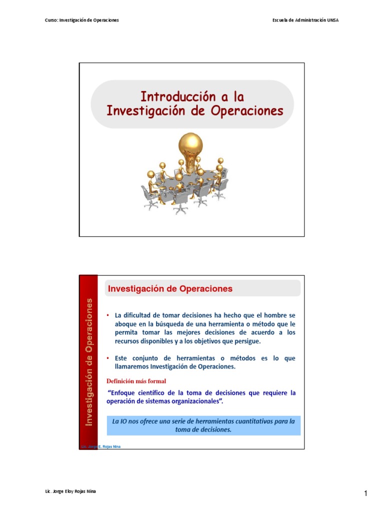 Investigación de Operaciones (Parte 1) | PDF | La investigación de ...