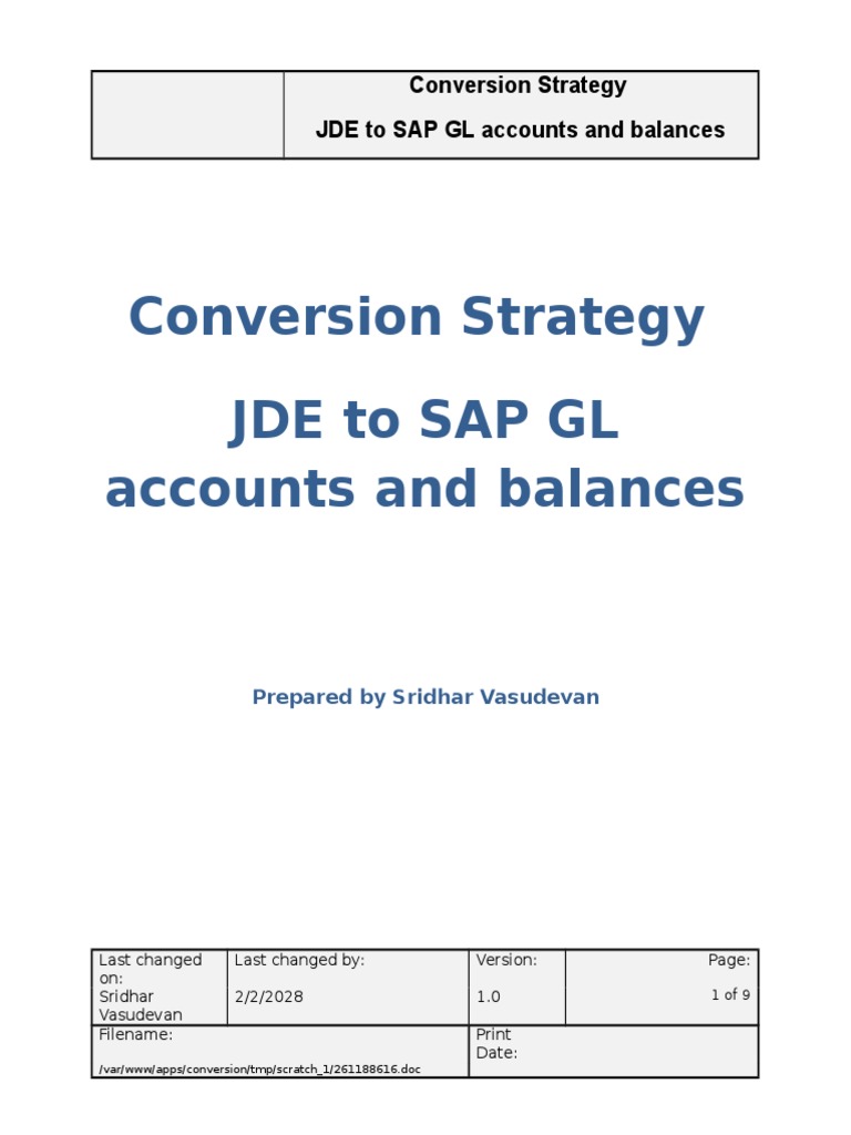 JDE - SAP Conversion Strategy | PDF | Debits And Credits | Computing