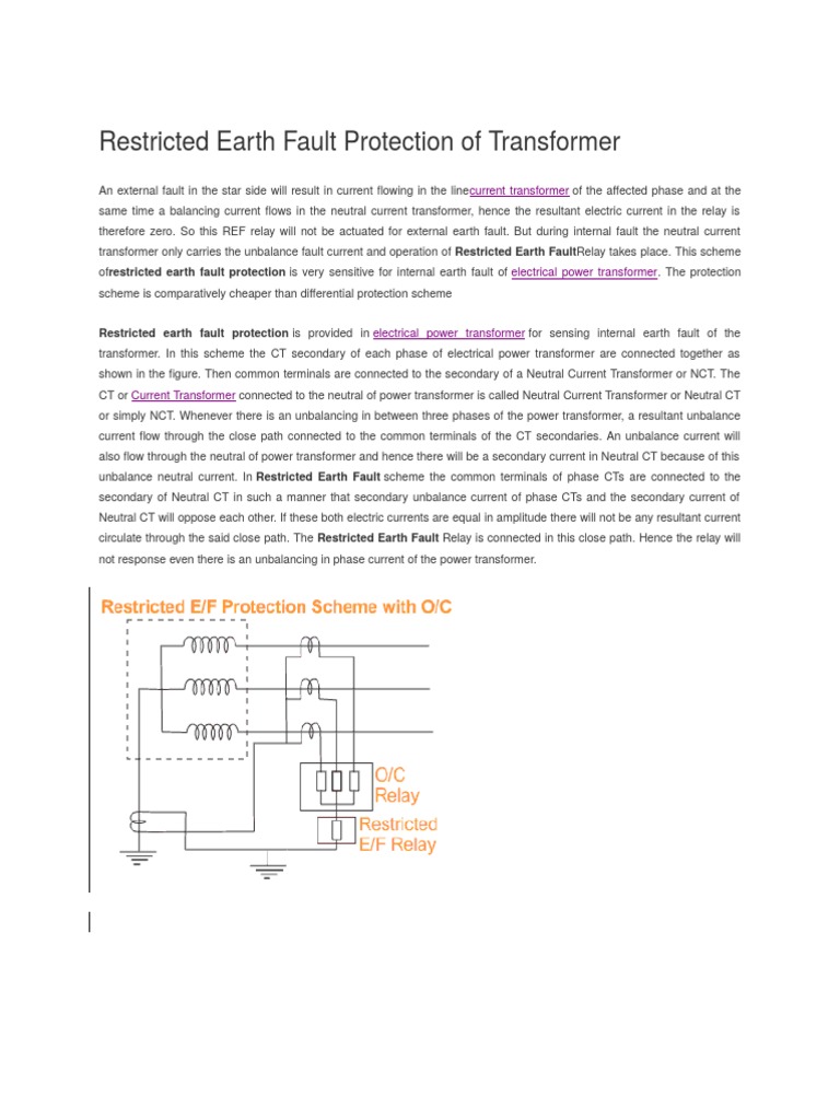 Restricted Earth Fault Protection of Transformer | PDF