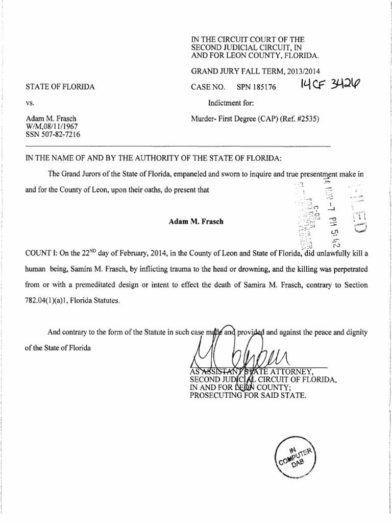 Frasch Murder Indictment | PDF