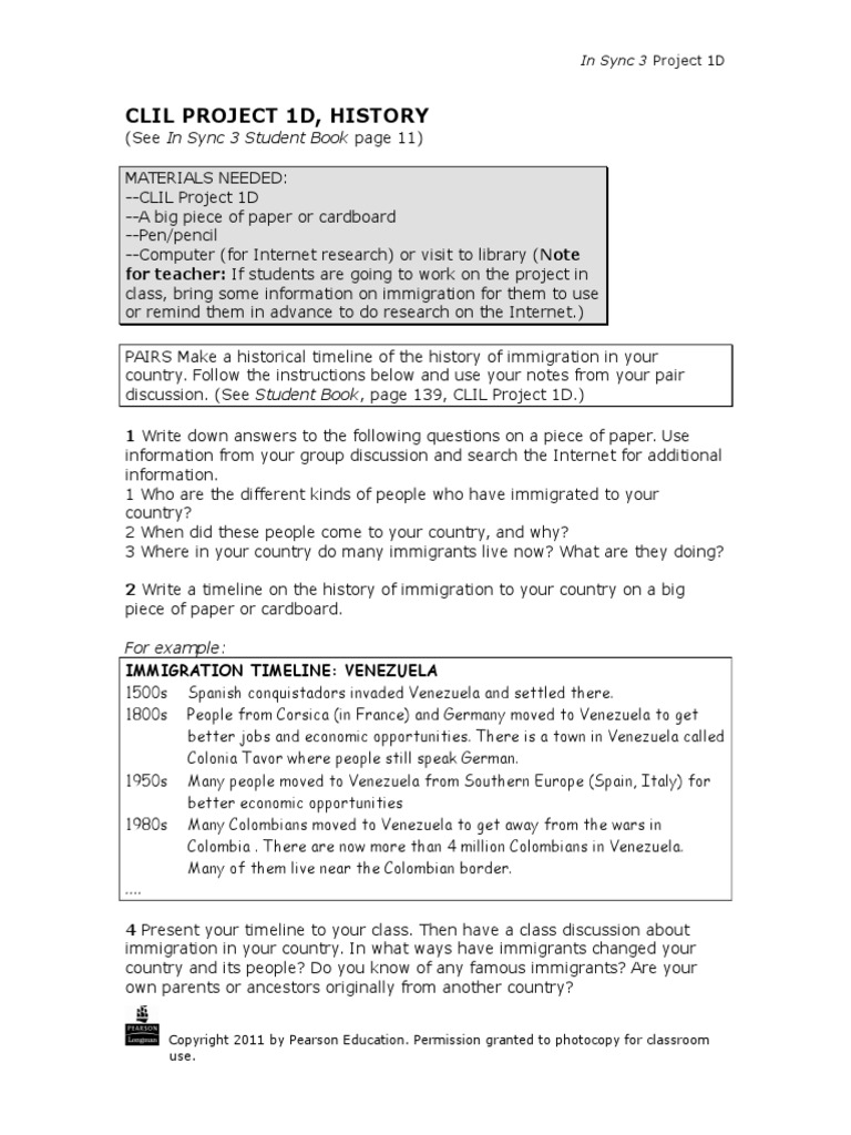 Immigration Timeline CLIL Project 1D | PDF | Travel