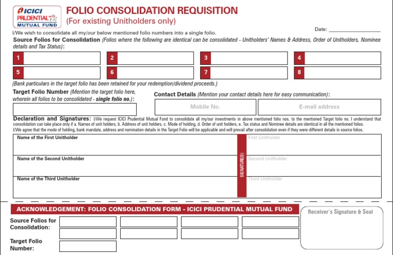 Folio Consolidation Requisition: (For Existing Unitholders Only) | PDF ...
