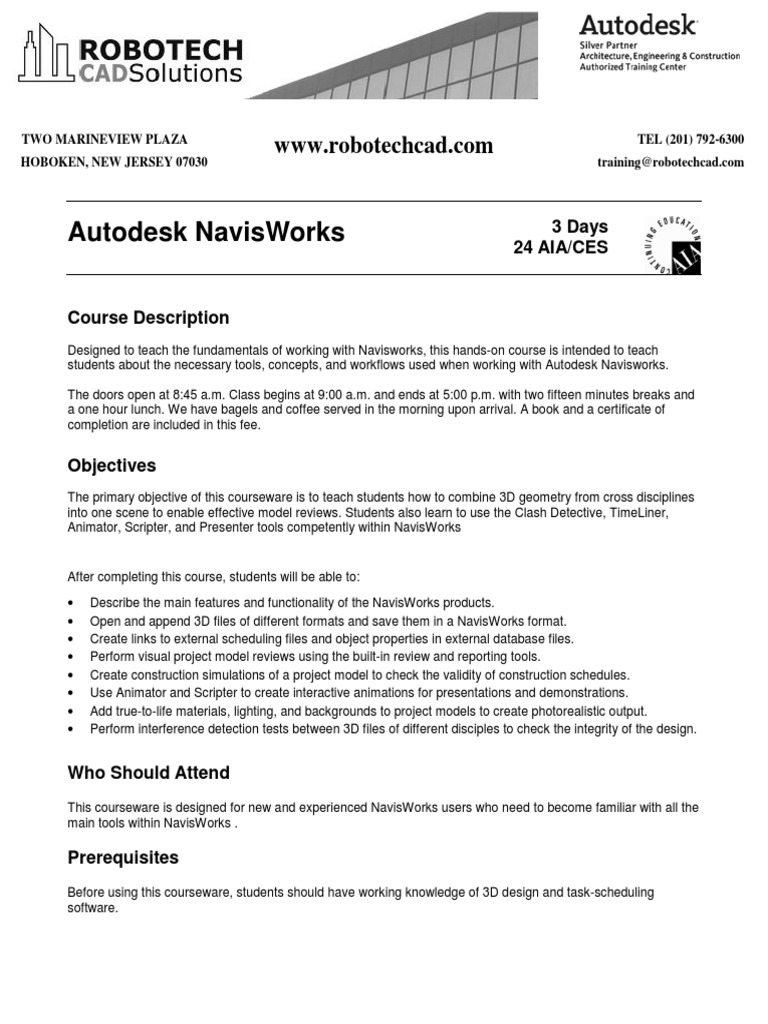 Autodesk Navisworks: 3 Days 24 Aia/Ces | PDF | Rendering (Computer ...