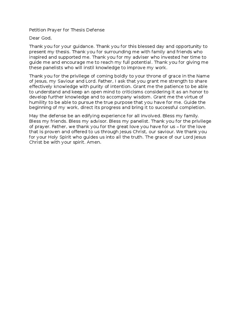 Petition Prayer For Thesis Defense | PDF