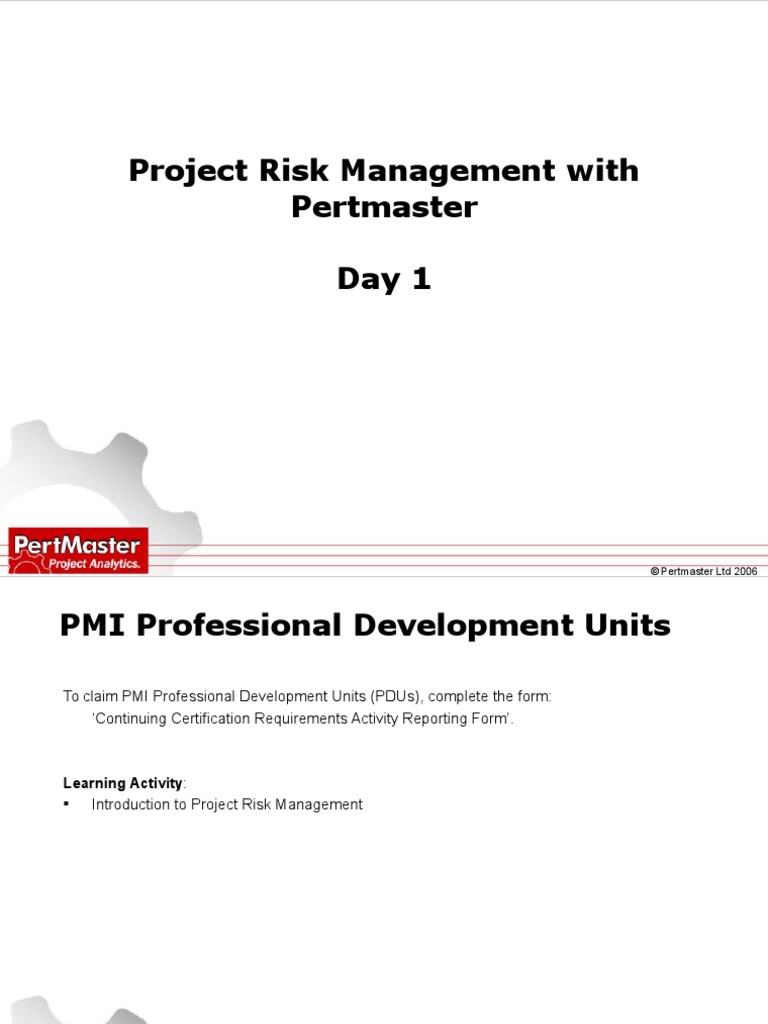 Pertmaster Training | PDF | Monte Carlo Method | Risk