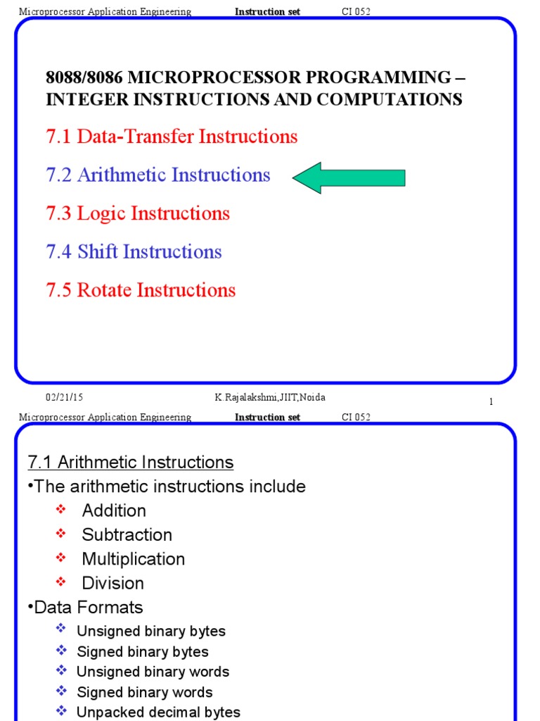 Lecture 10 (Arithmetic Instructions) | PDF | Byte | Binary Coded Decimal Lecture 10 (Arithmetic Instructions) | PDF | Byte | Binary Coded Decimal