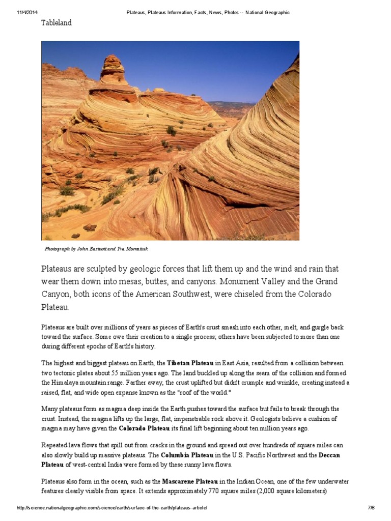 Understanding Plateaus: Formation & Facts | PDF | Plateau | Geomorphology