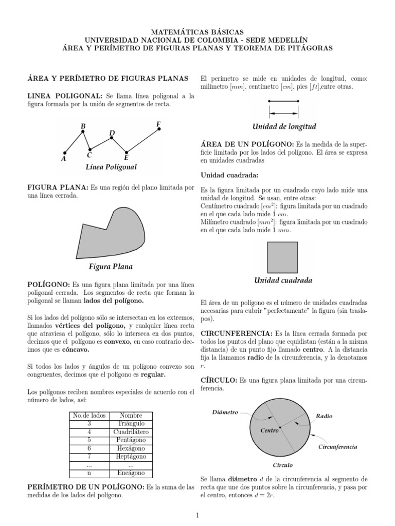 Tema03 - Area y Perimetro de Figuras Planas y Teorema de Pitagoras ...