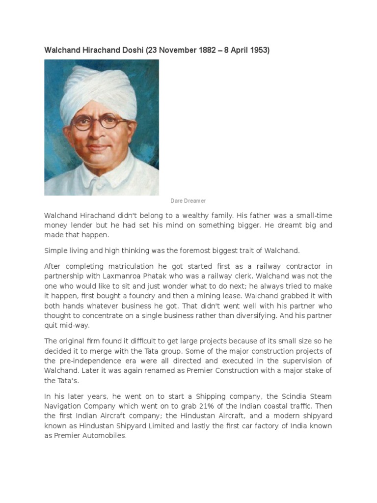 Walchand Hirachand: Pioneer of Indian Industry | PDF