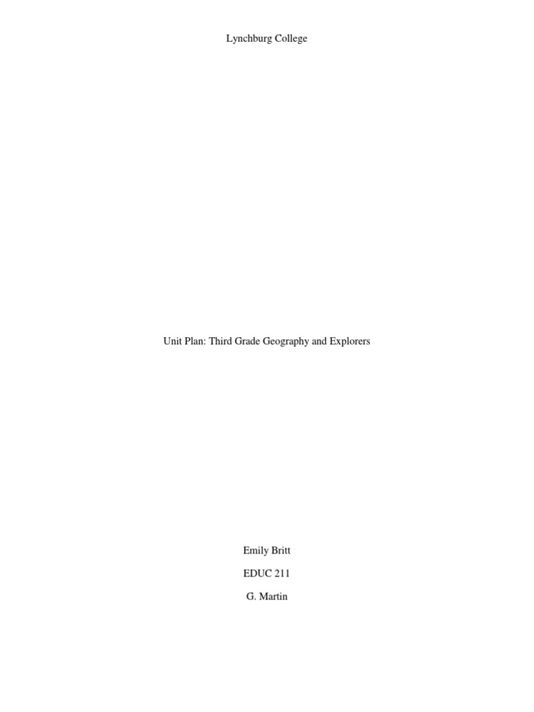 Third Grade Exploration Unit Plan | PDF | Exploration | Map