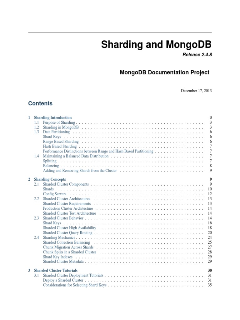 MongoDB Sharding Guide | PDF | Mongo Db | Scalability MongoDB Sharding Guide | PDF | Mongo Db | Scalability