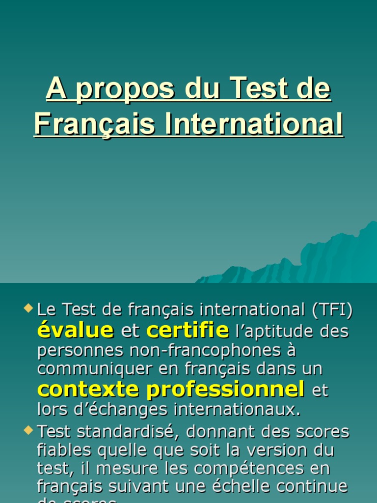Test de Français International (TFI) | PDF | Business