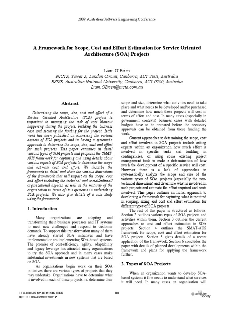 A Framework For Scope, Cost and Effort Estimation For Service Oriented | PDF | Service Oriented ...